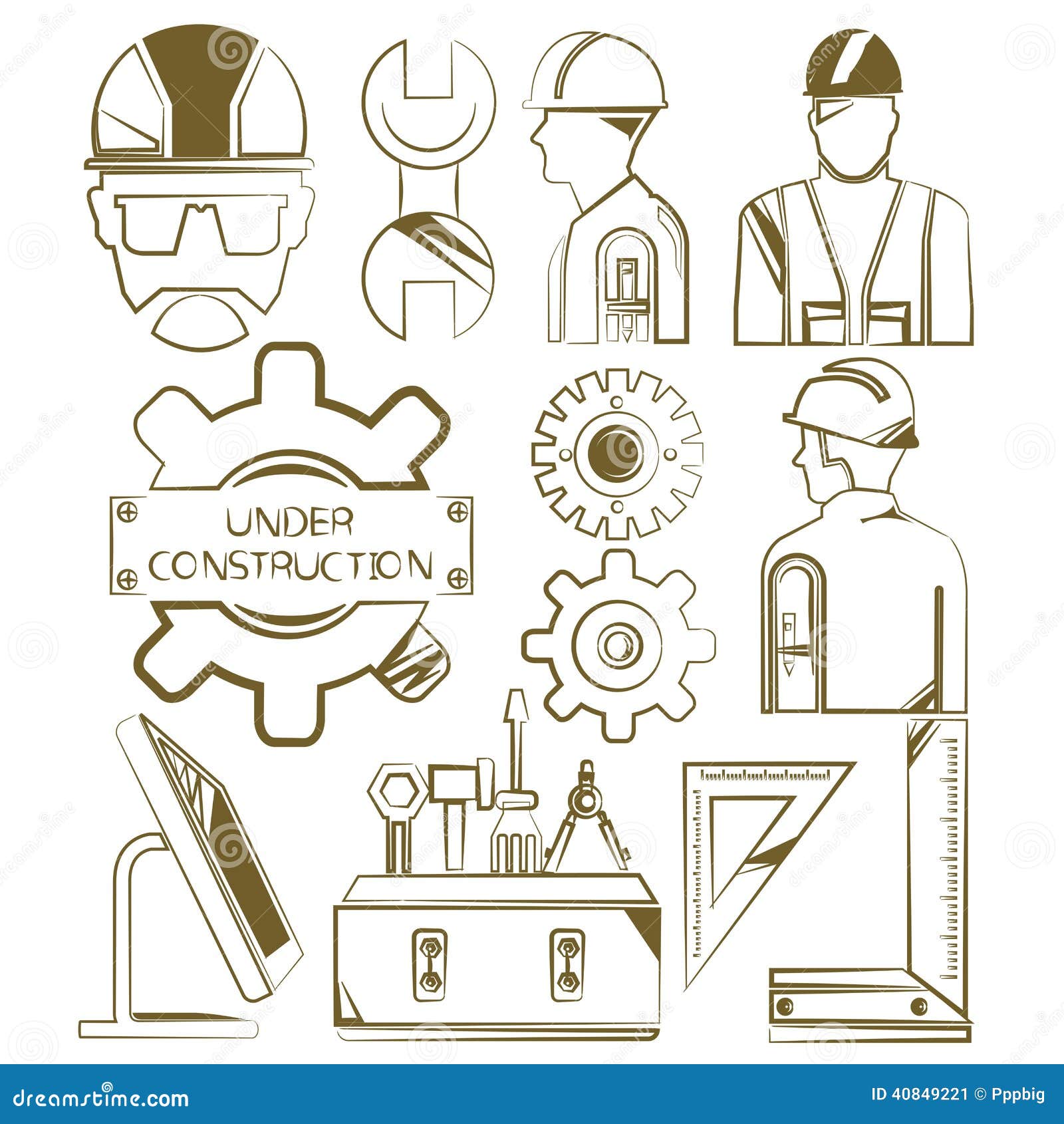 Under Construction, Engineering Icons Stock Illustration - Illustration ...