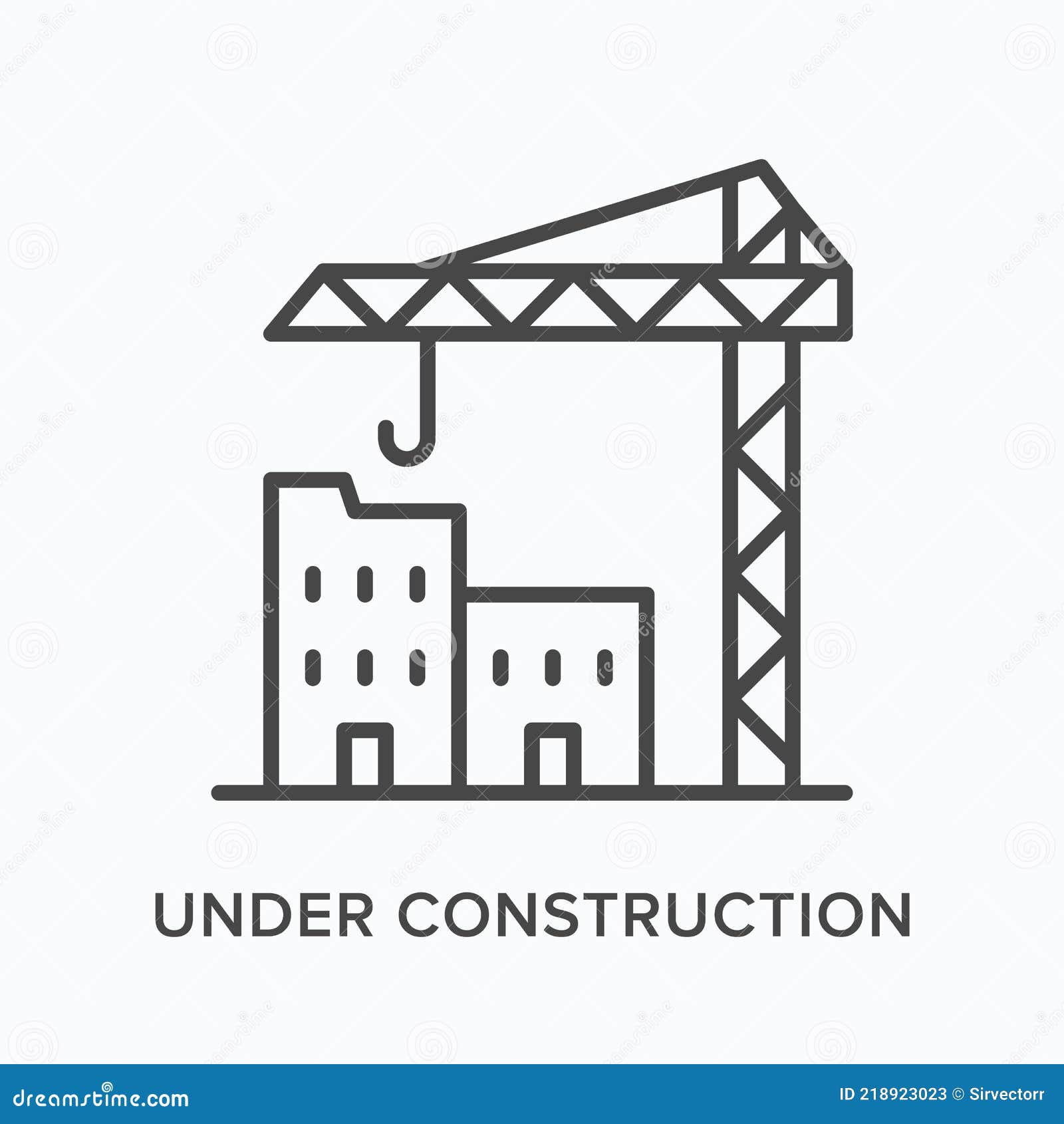 Under Construction Flat Line Icon. Vector Outline Illustration of Tower ...