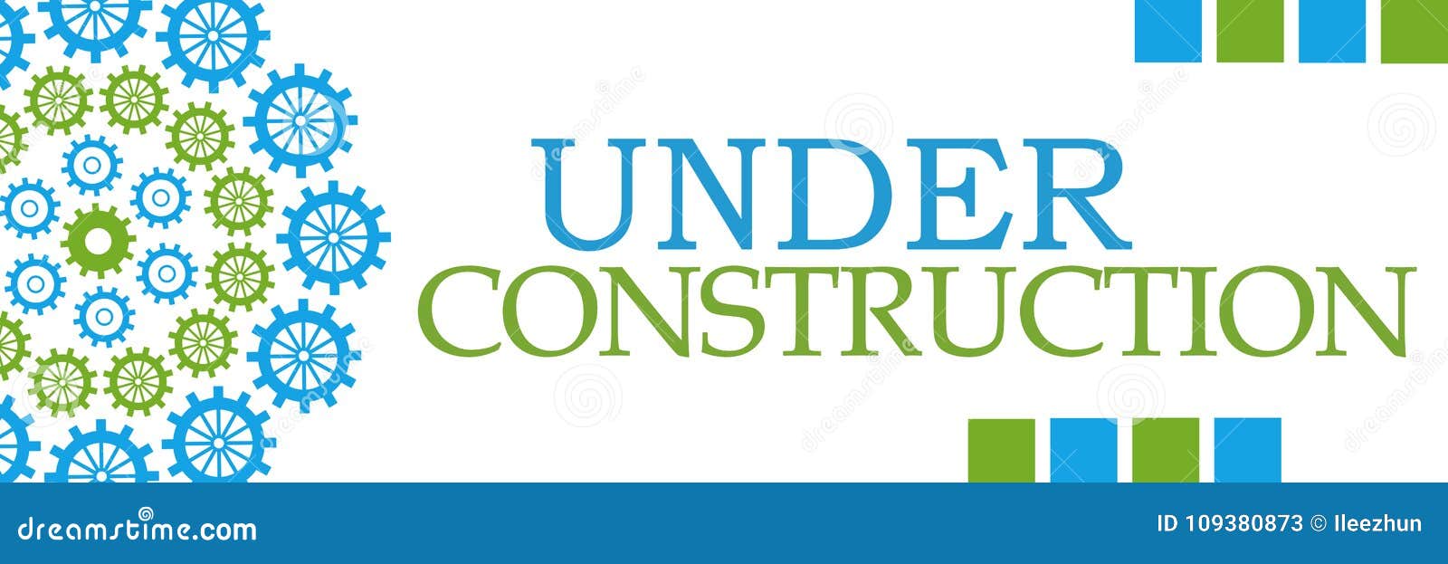 Under Construction Green Blue Circular Gears Horizontal Stock ...