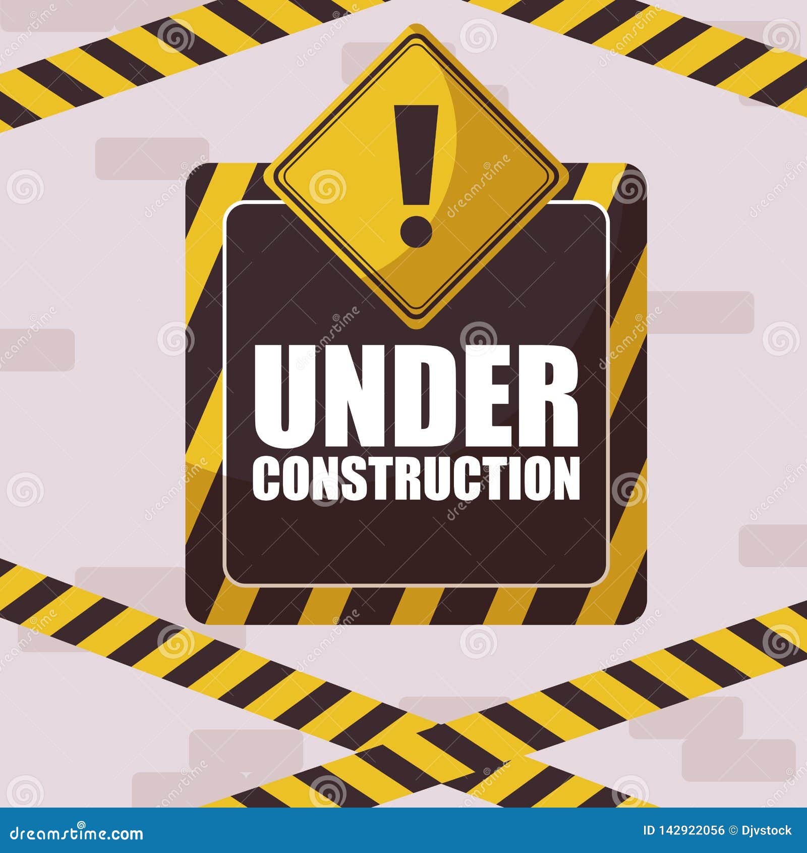Under Construction Label with Caution Tape Stock Illustration - Illustration of banner ...