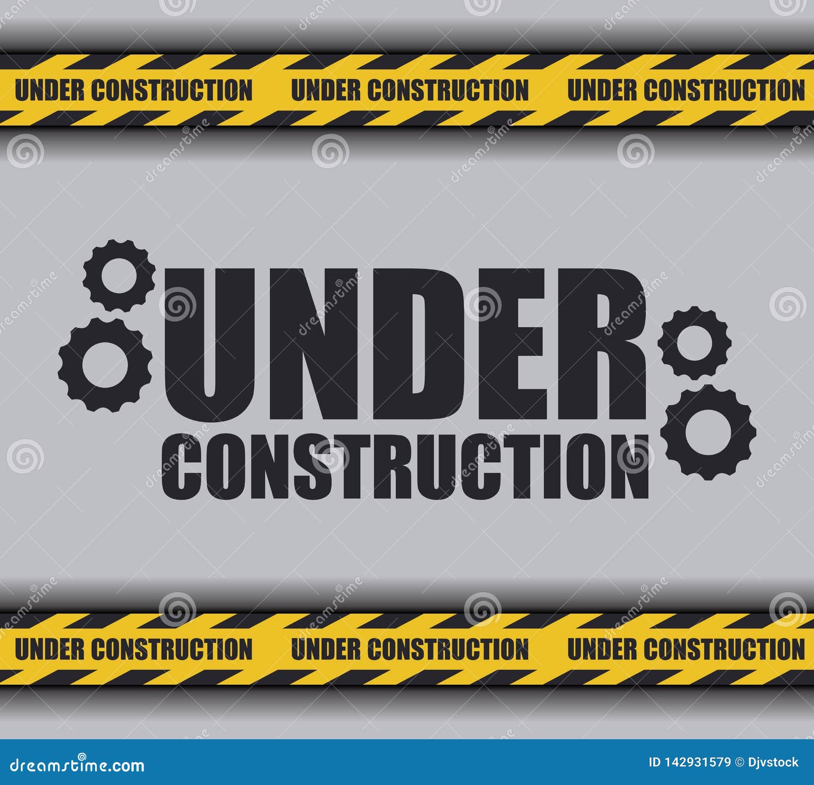 Under Construction Label with Caution Tape Stock Illustration ...