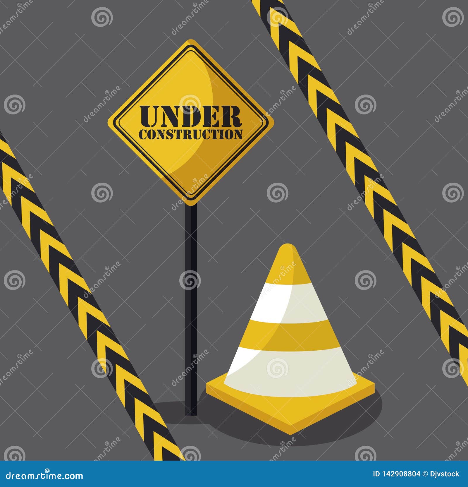 Under Construction Label with Cones Stock Illustration - Illustration ...