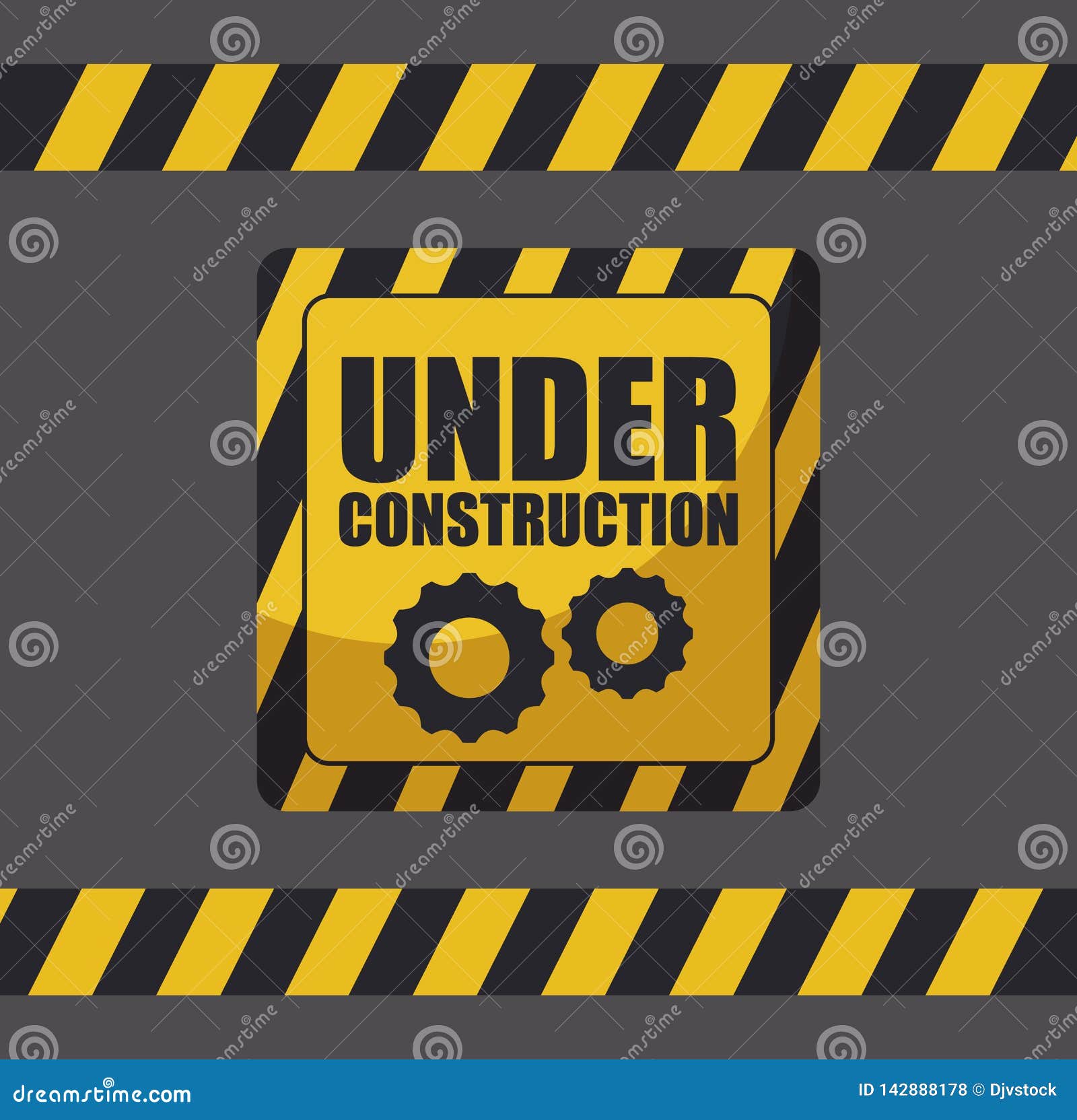 Under Construction Label with Traffic Signals Stock Vector ...