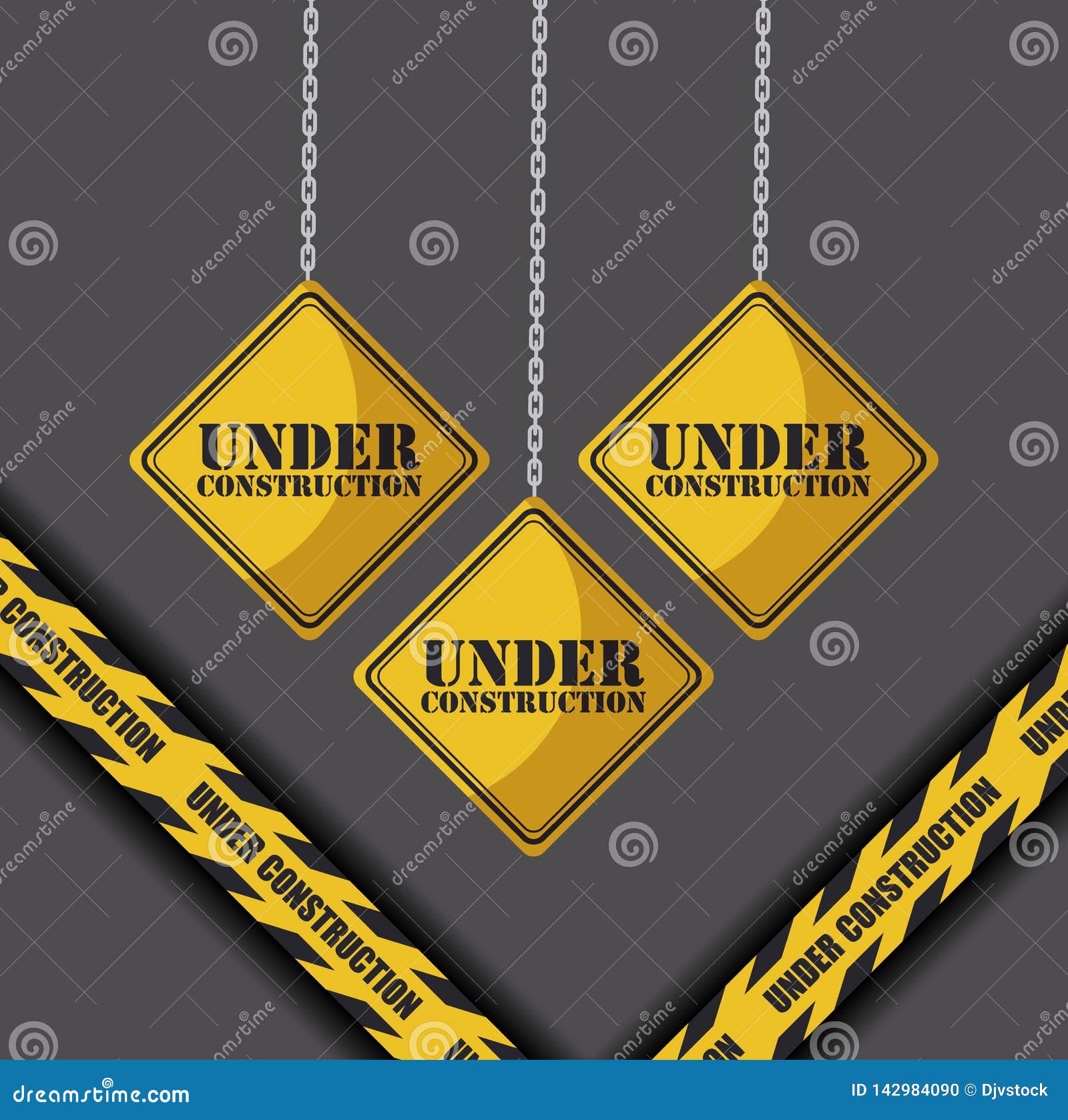 Under Construction Labels Hanging Stock Illustration - Illustration of ...