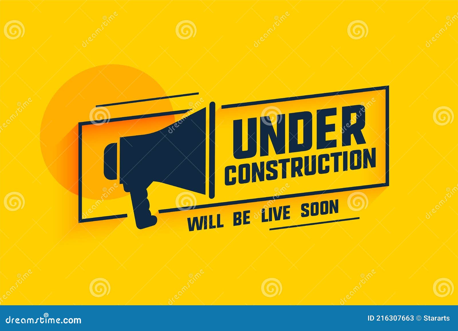 Under Construction Message with Megaphone Symbol Stock Vector ...