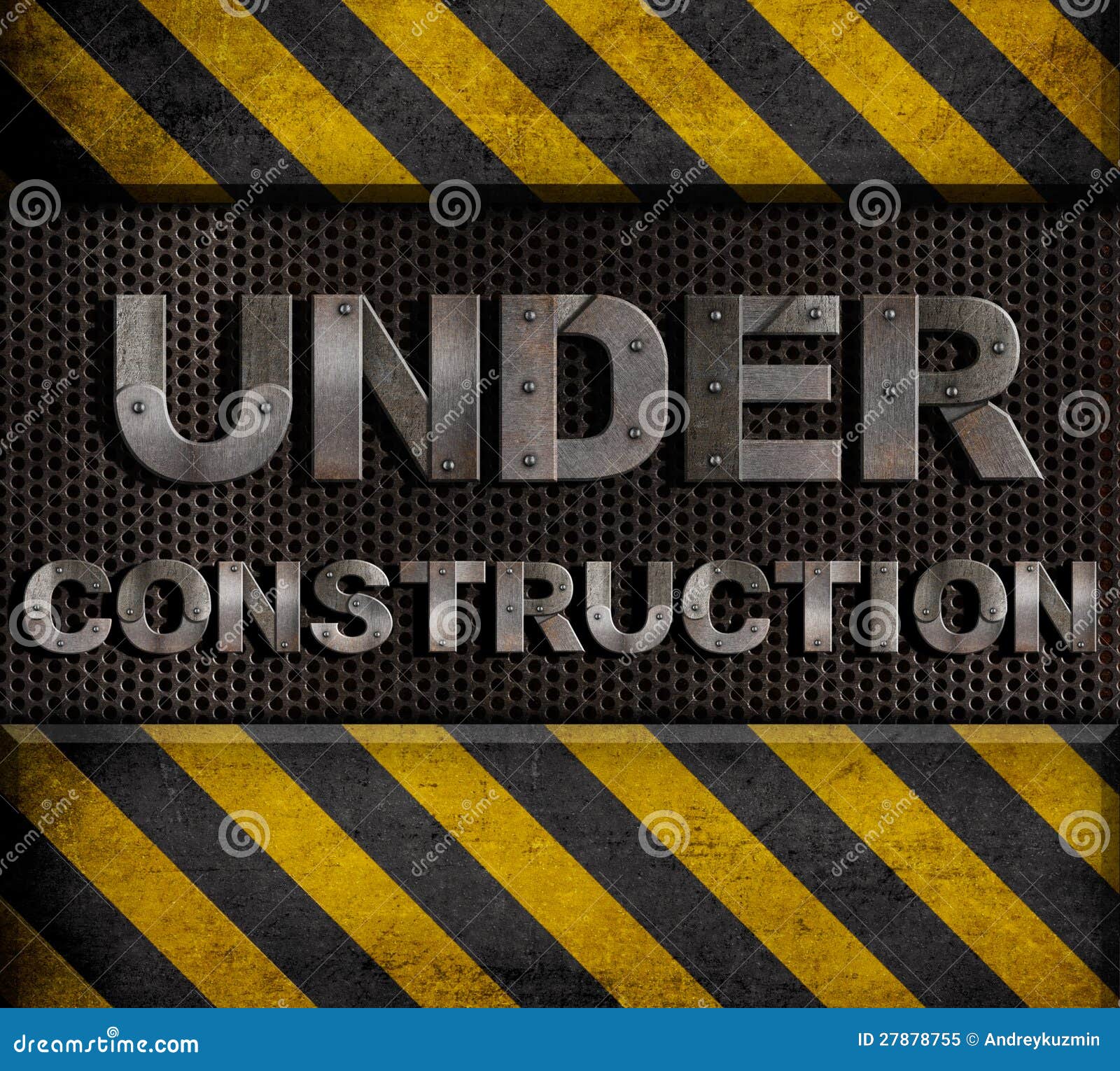Under Construction Metal Text Stock Illustration - Illustration of iron ...