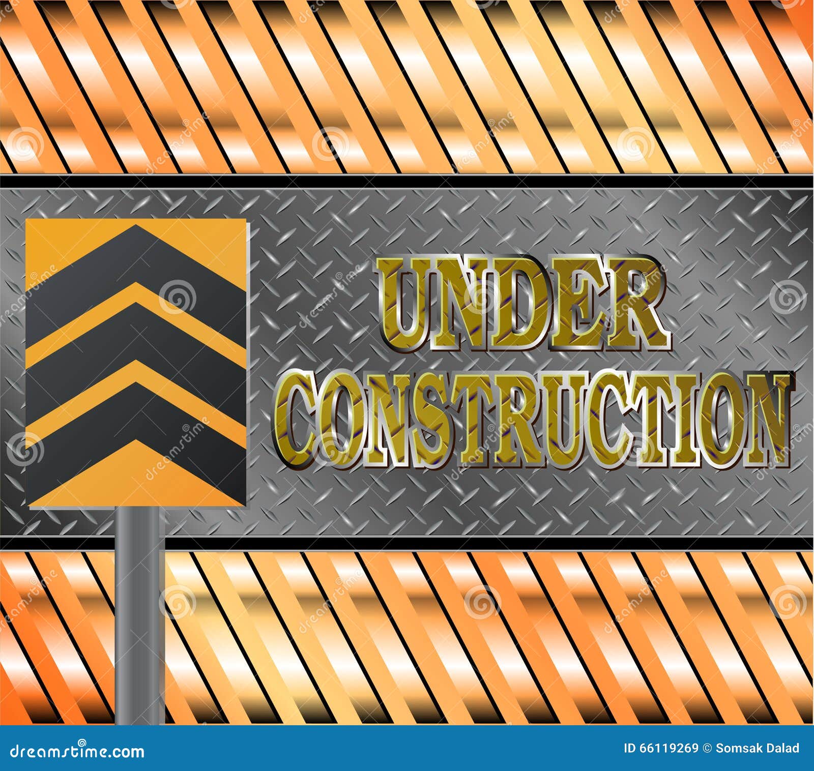 Under Construction Metal Text with Rivets Over Grid Stock Illustration ...