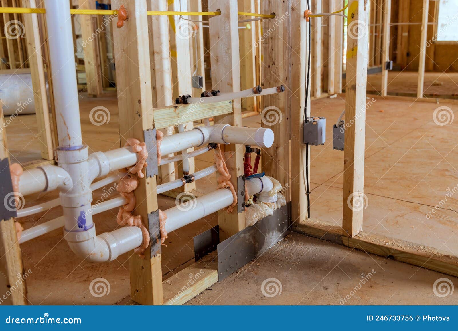 A Under Construction New Building with Hot and Cold Pex Pipe Layout PVC ...