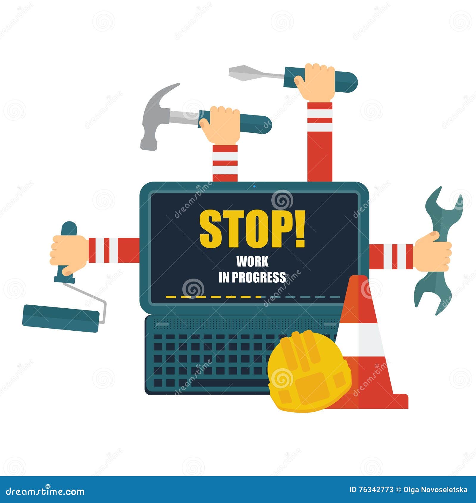 Under construction pc stock vector. Illustration of icon - 76342773