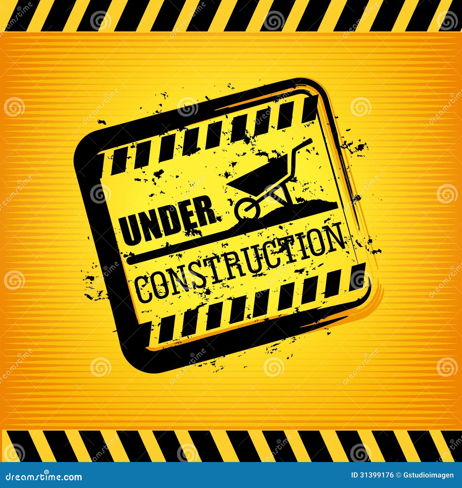 Under construction print stock vector. Illustration of danger - 31399176