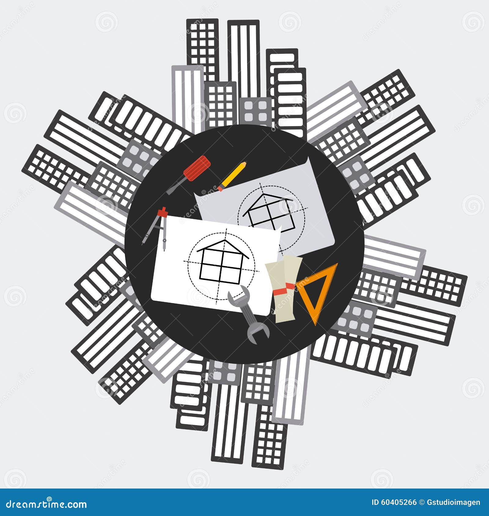 Under construction project stock vector. Illustration of industry ...