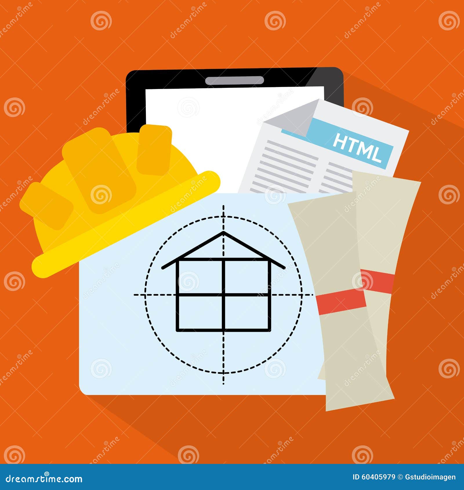 Under construction project stock vector. Illustration of build - 60405979