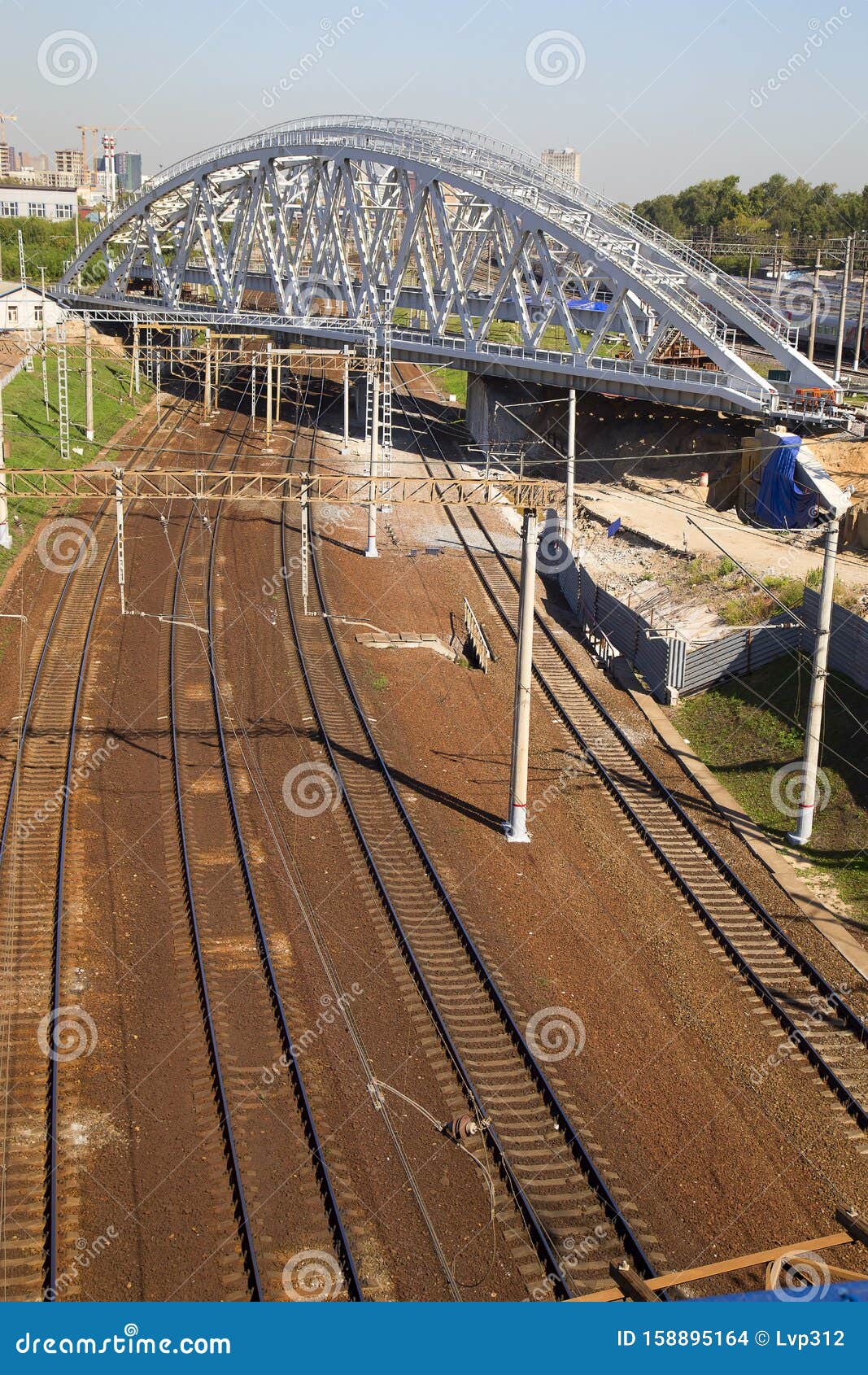 Under Construction Railway Bridge Over the Railway Tracks.Vertically ...