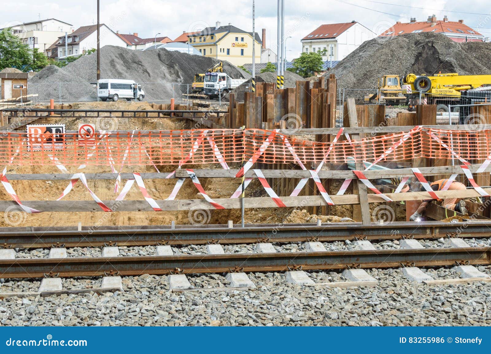 An Under Construction Railway Track Editorial Photo - Image of tractors ...