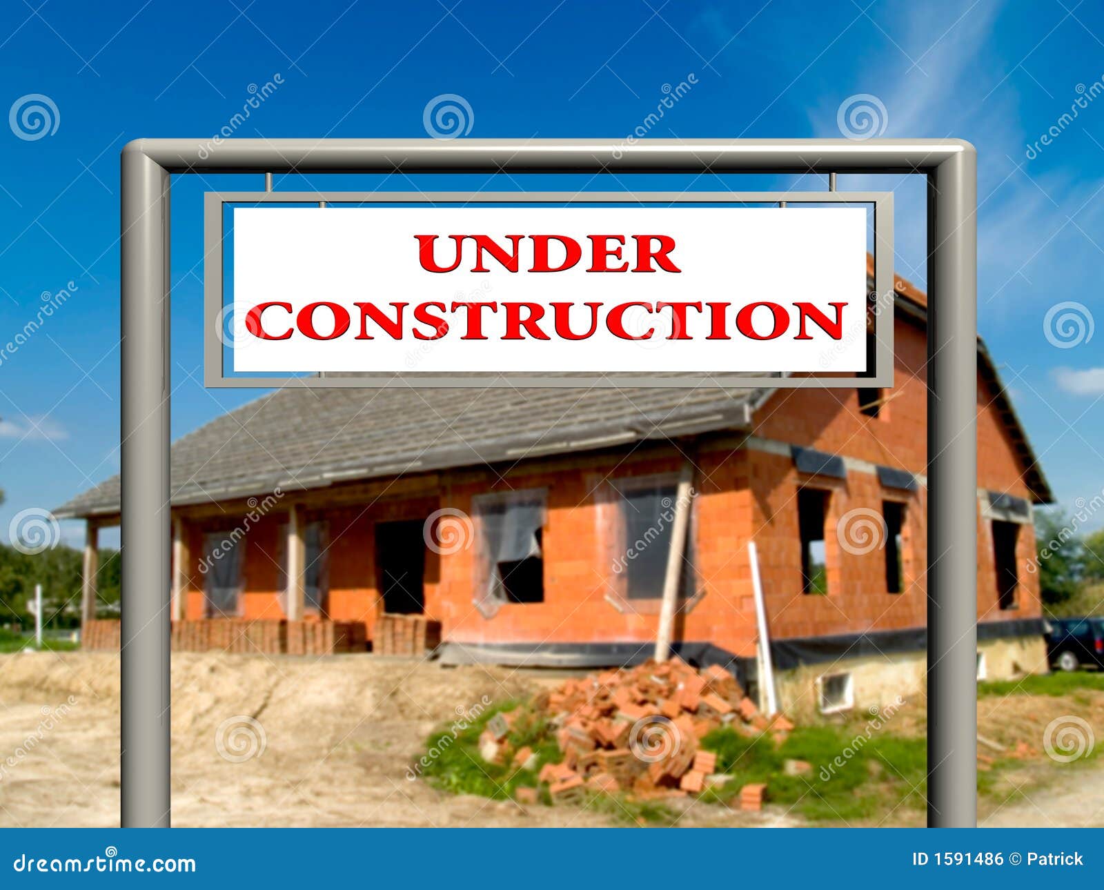 Under Construction, Real Estate Sign. Stock Photo - Image of maison ...