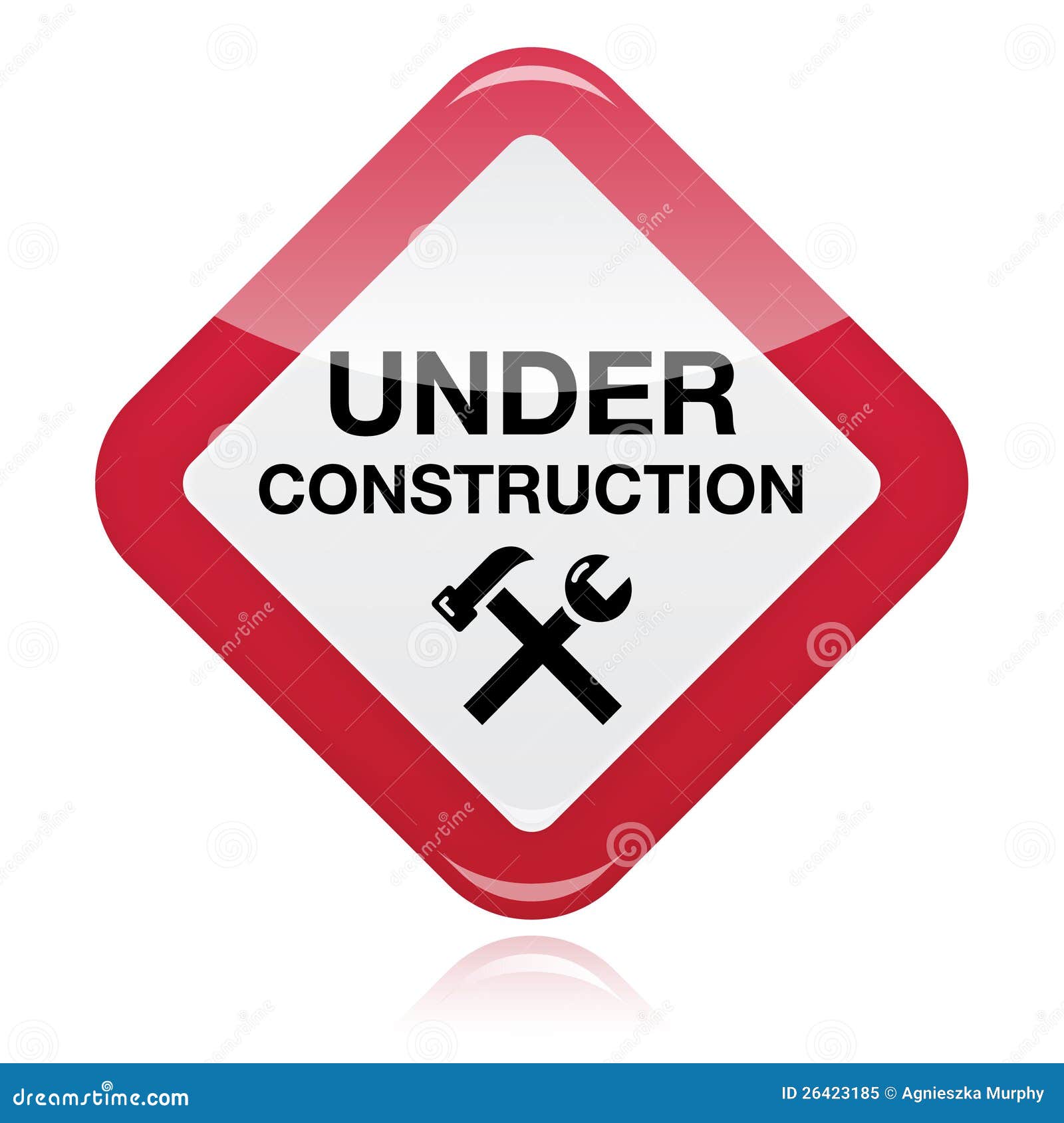Under Construction Red Warning Sign Stock Illustration - Illustration ...