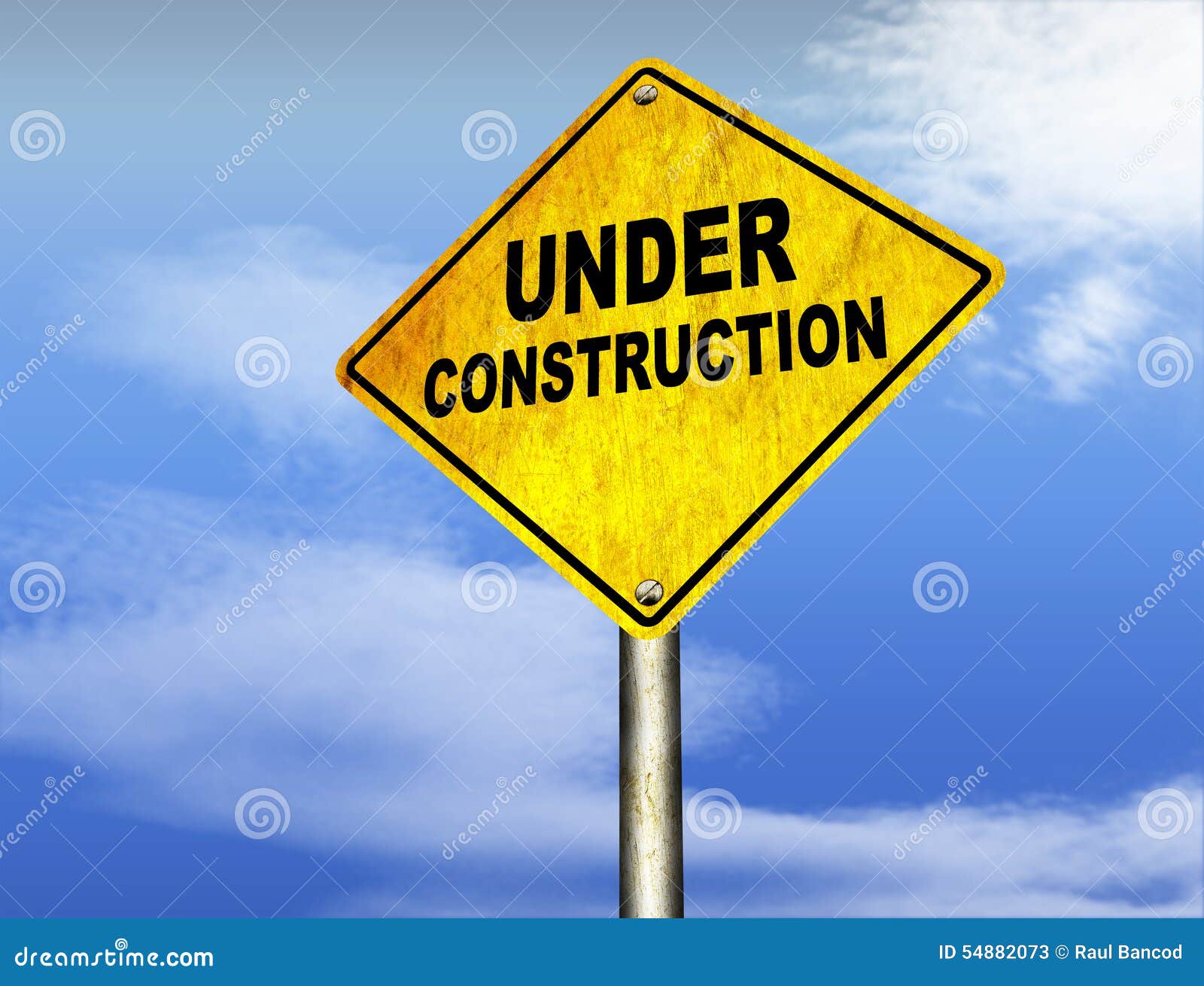 Under Construction Road Sign Stock Illustration - Illustration of pole ...