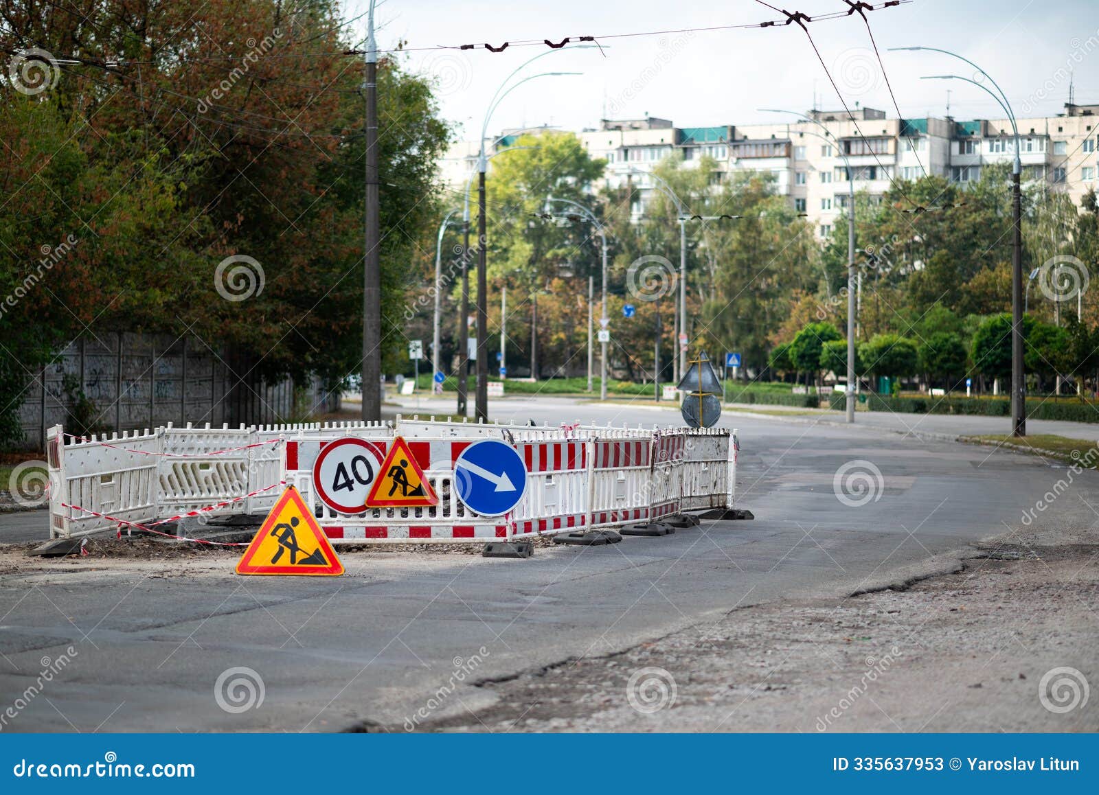 Under Construction Road Site with Warning Signs Stock Image - Image of ...