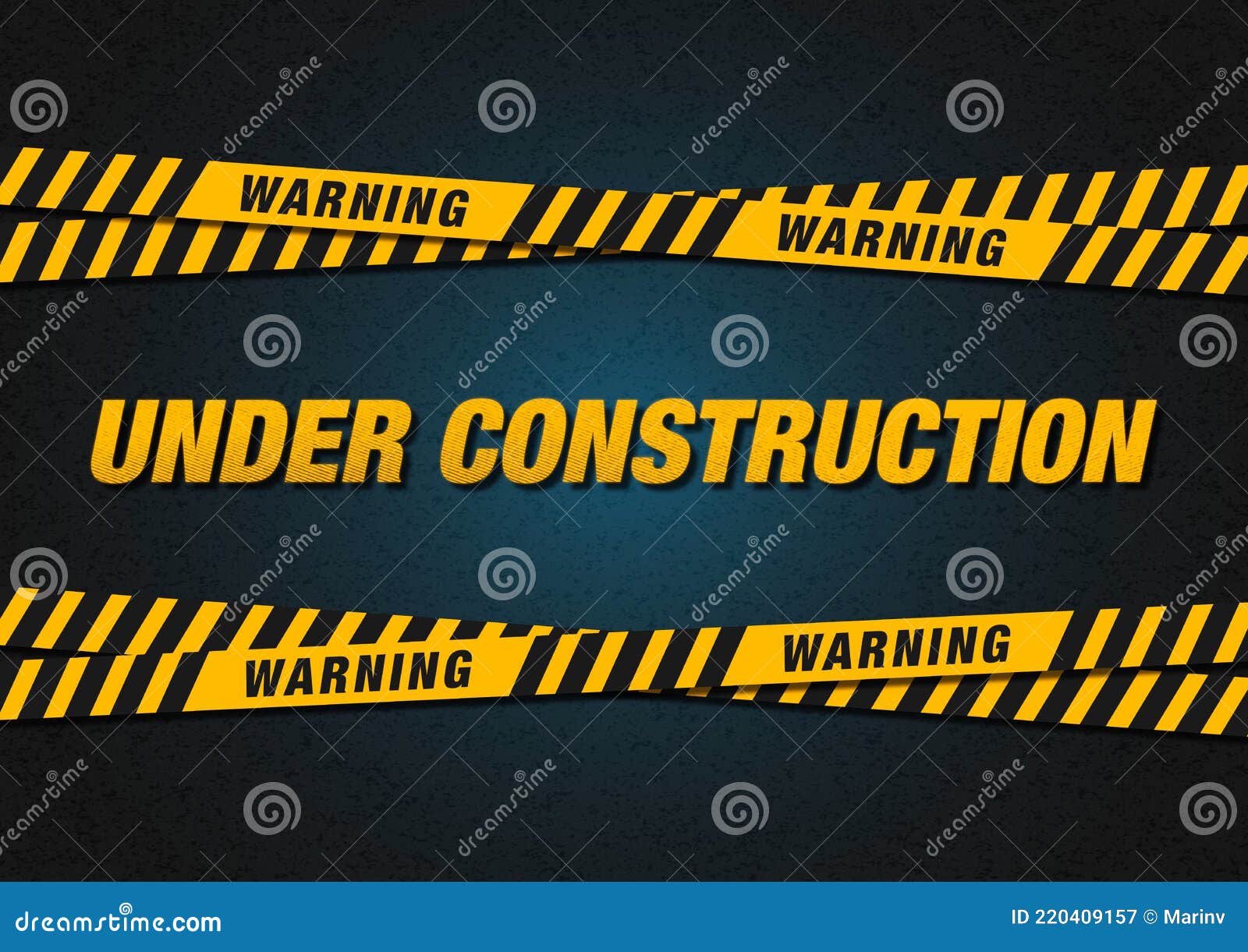 Under Construction Sign with Caution and Danger Ribbon Over Pavement ...