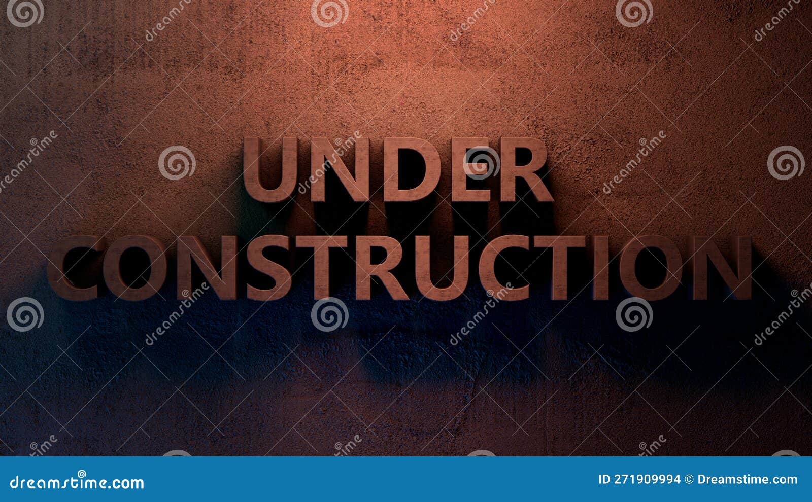 Under Construction Sign 3d Illustration. Concrete Letters on the Wall ...