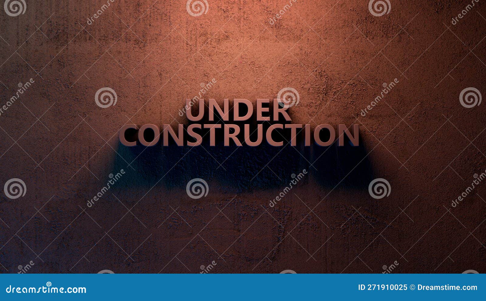 Under Construction Sign 3d Illustration. Concrete Letters on the Wall ...