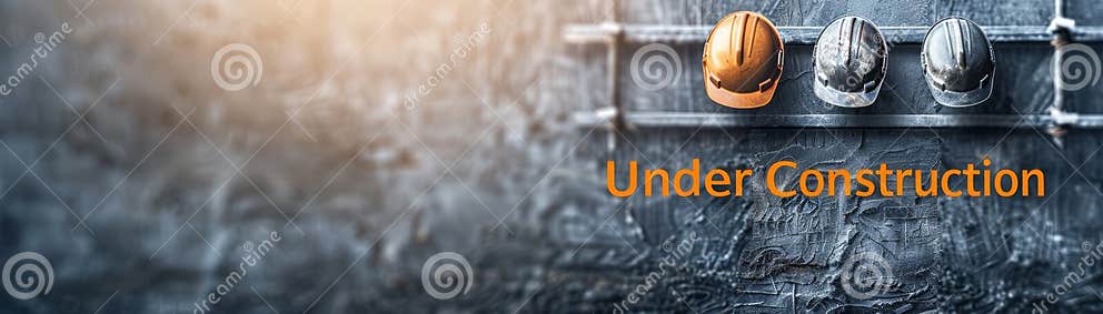 Under Construction Sign with Hard Hats on a Rough Textured Wall ...
