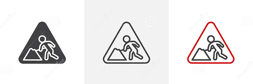 Under Construction Sign Icon Set. Notification of Ongoing Work with ...