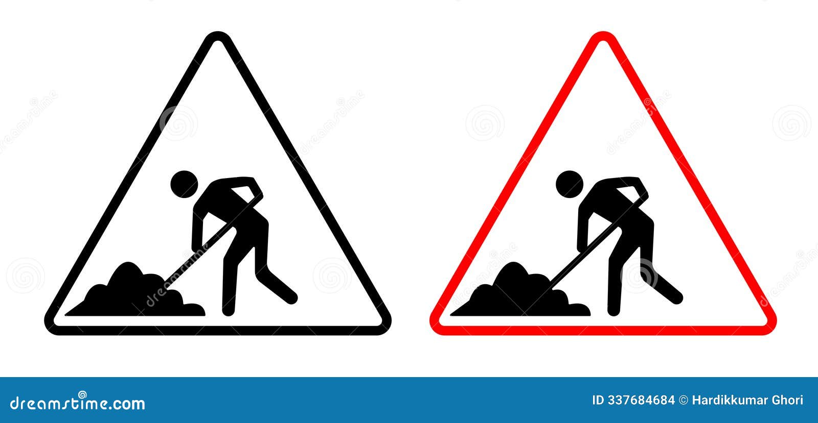 Under Construction Sign Icon Set. Notification of Ongoing Work with ...