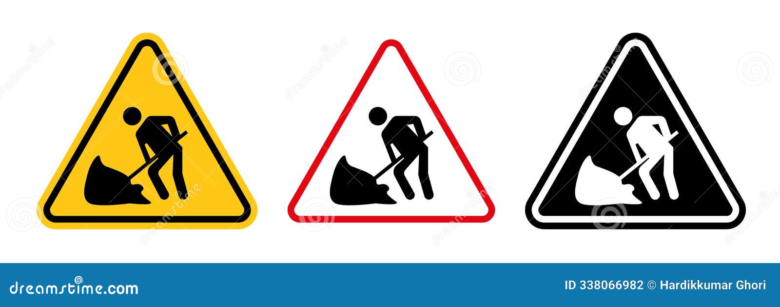 Under Construction Sign Icon Set. Notification of Ongoing Work with ...