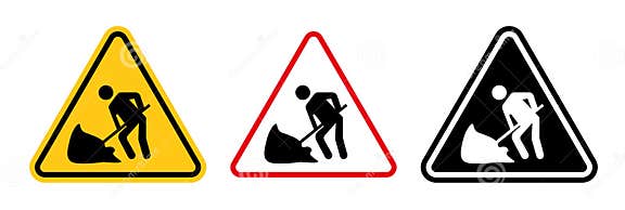 Under Construction Sign Icon Set. Notification of Ongoing Work with ...