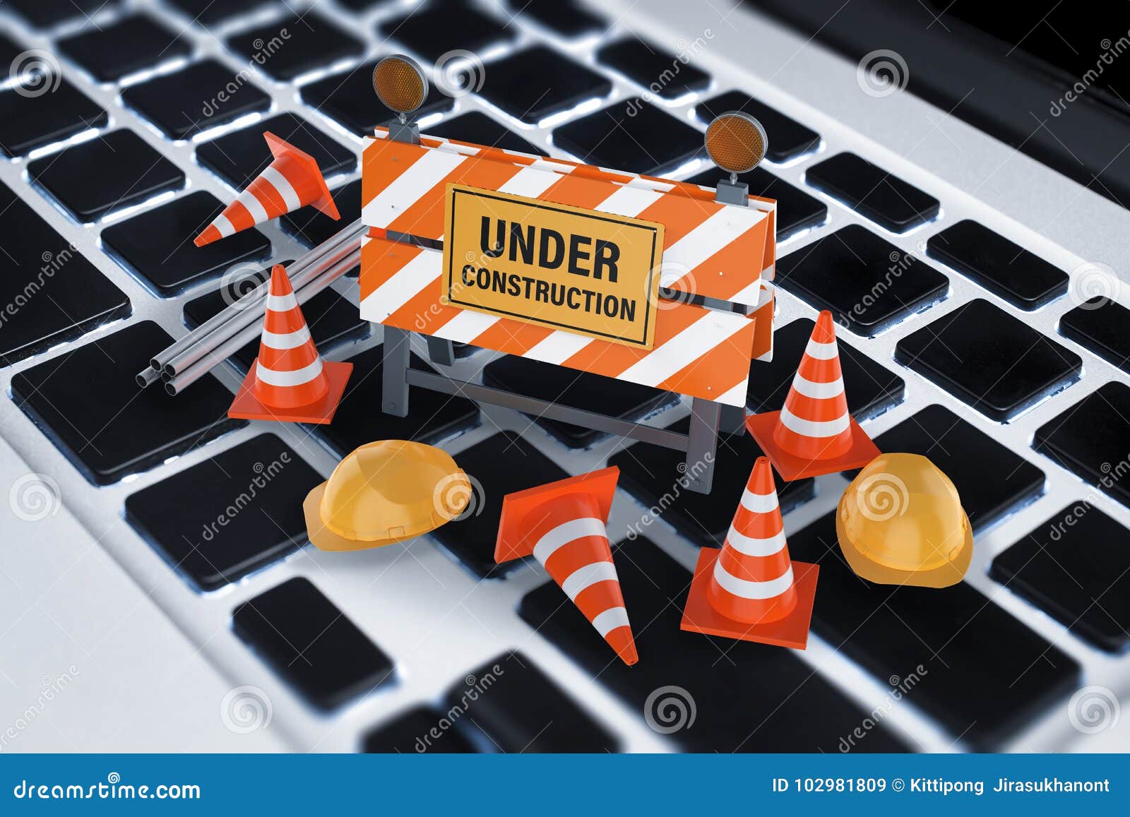 Under Construction Sign on Keyboard Stock Image - Image of warning ...