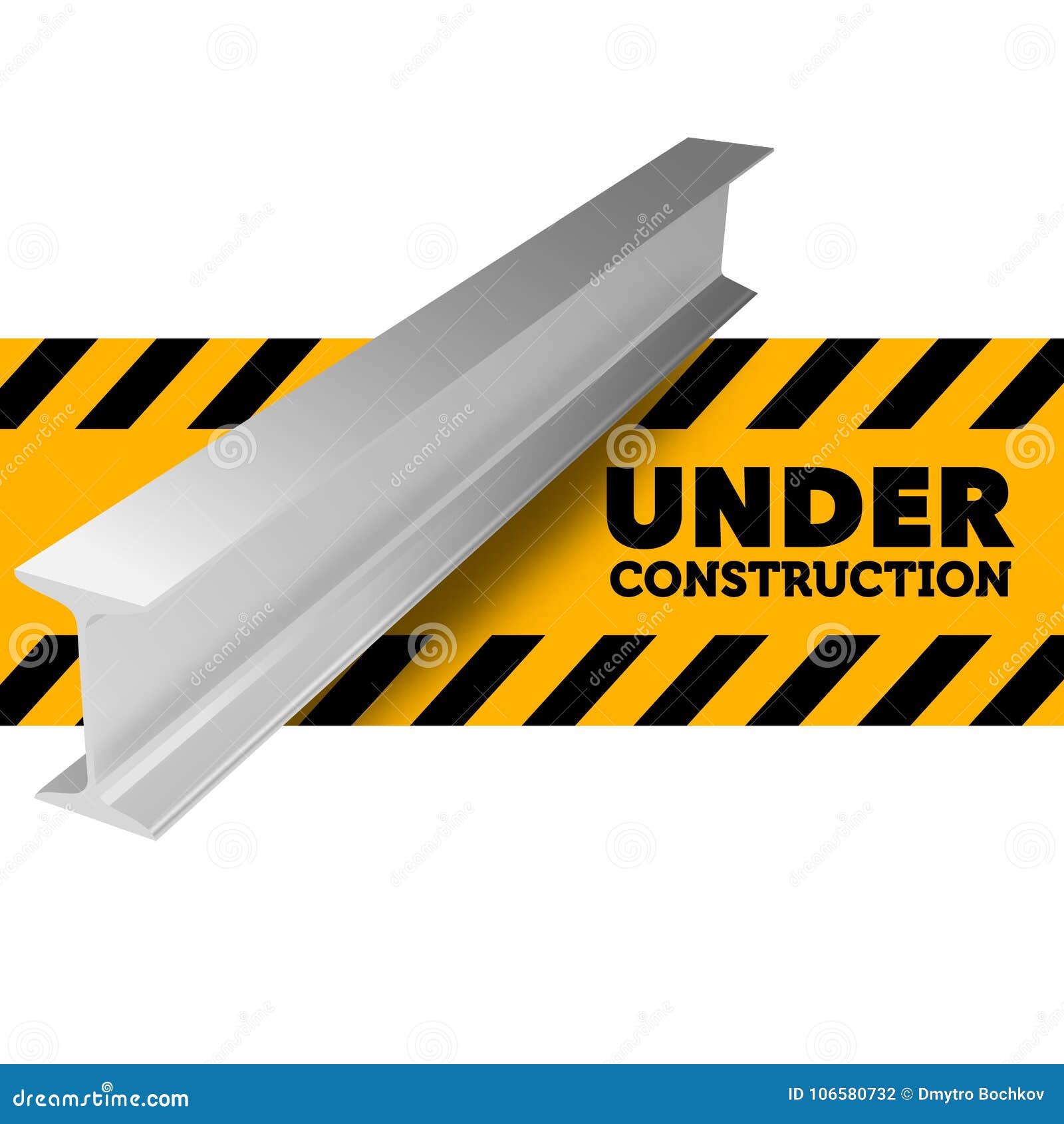 Under Construction Sign. Metal L-beam. Vector Illustration Stock Vector ...