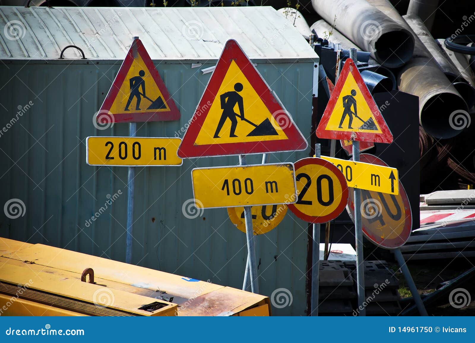 Under construction signs stock photo. Image of security - 14961750