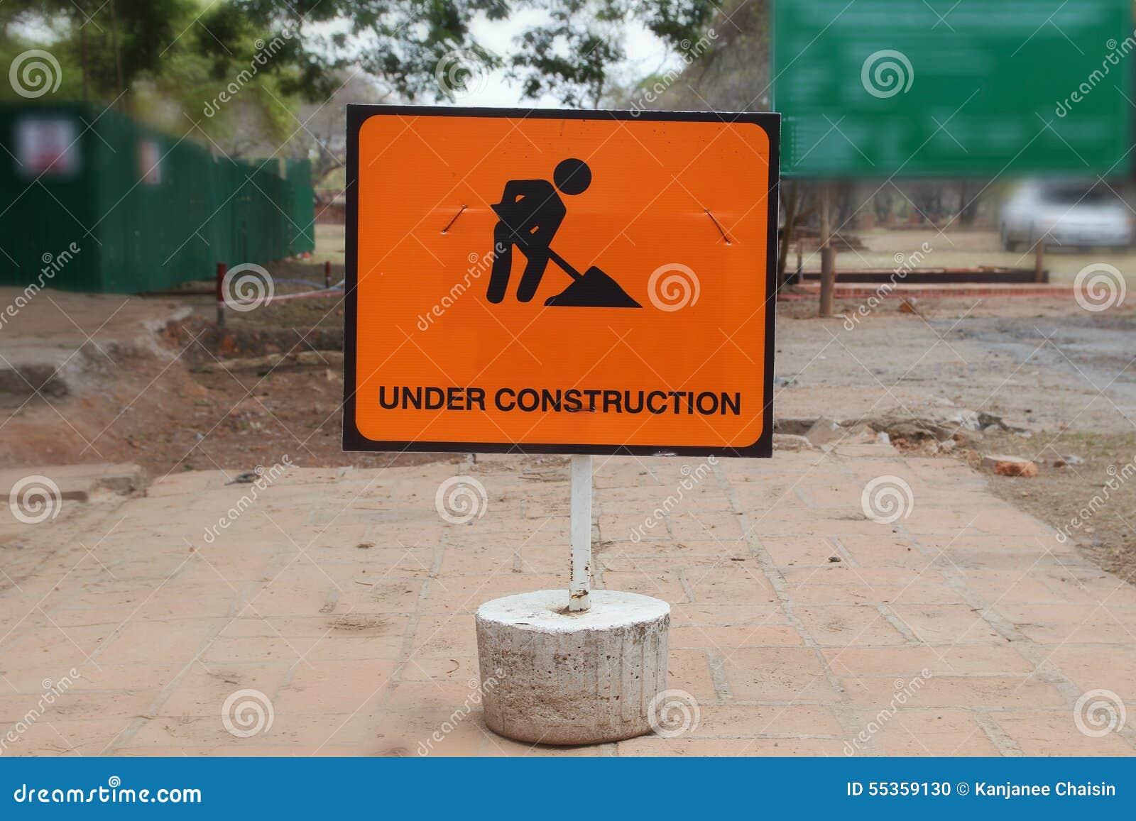 Under construction signs stock photo. Image of building - 55359130