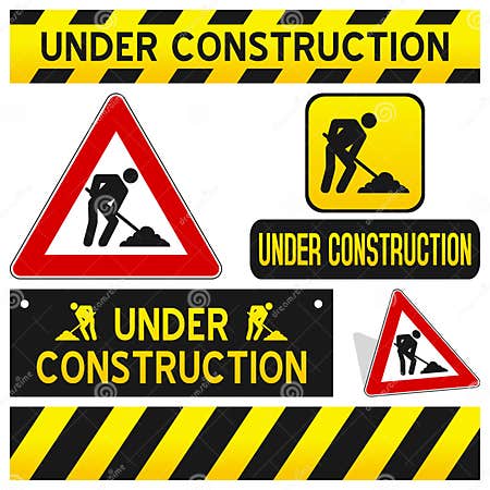 Under Construction Signs Set Stock Vector - Illustration of ...