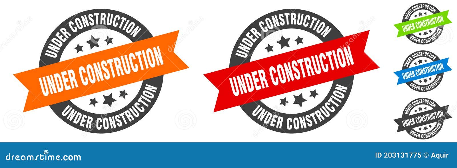 Under Construction Stamp. Under Construction Round Ribbon Sticker. Tag ...