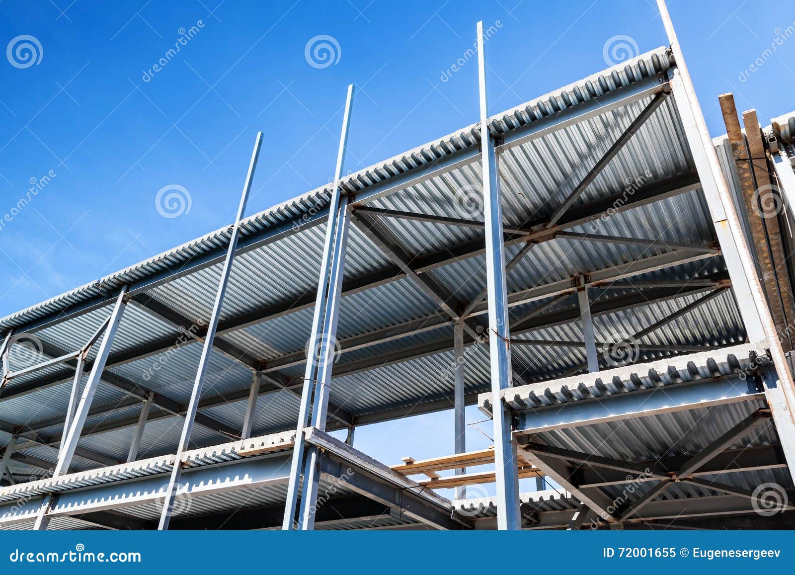 Under Construction. Steel Beams and Decking Stock Image - Image of blue ...