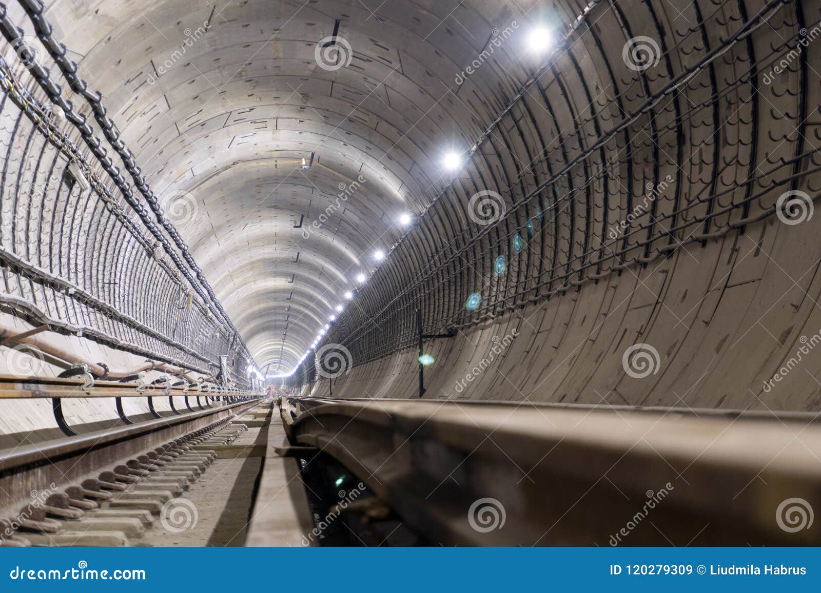 Under Construction Subway Tunnel of Reinforced Concrete Tubes Stock ...
