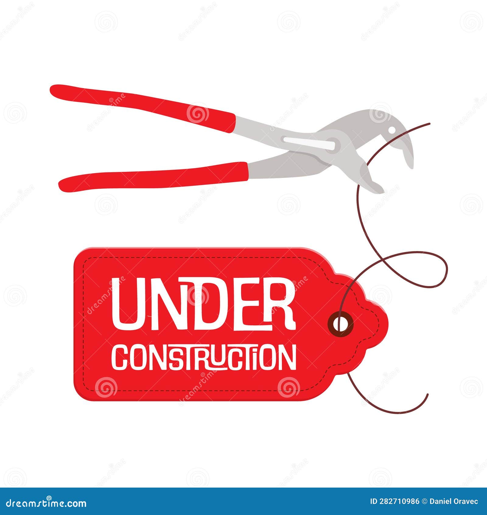 Under Construction Symbol with Tag and Pliers Stock Vector ...