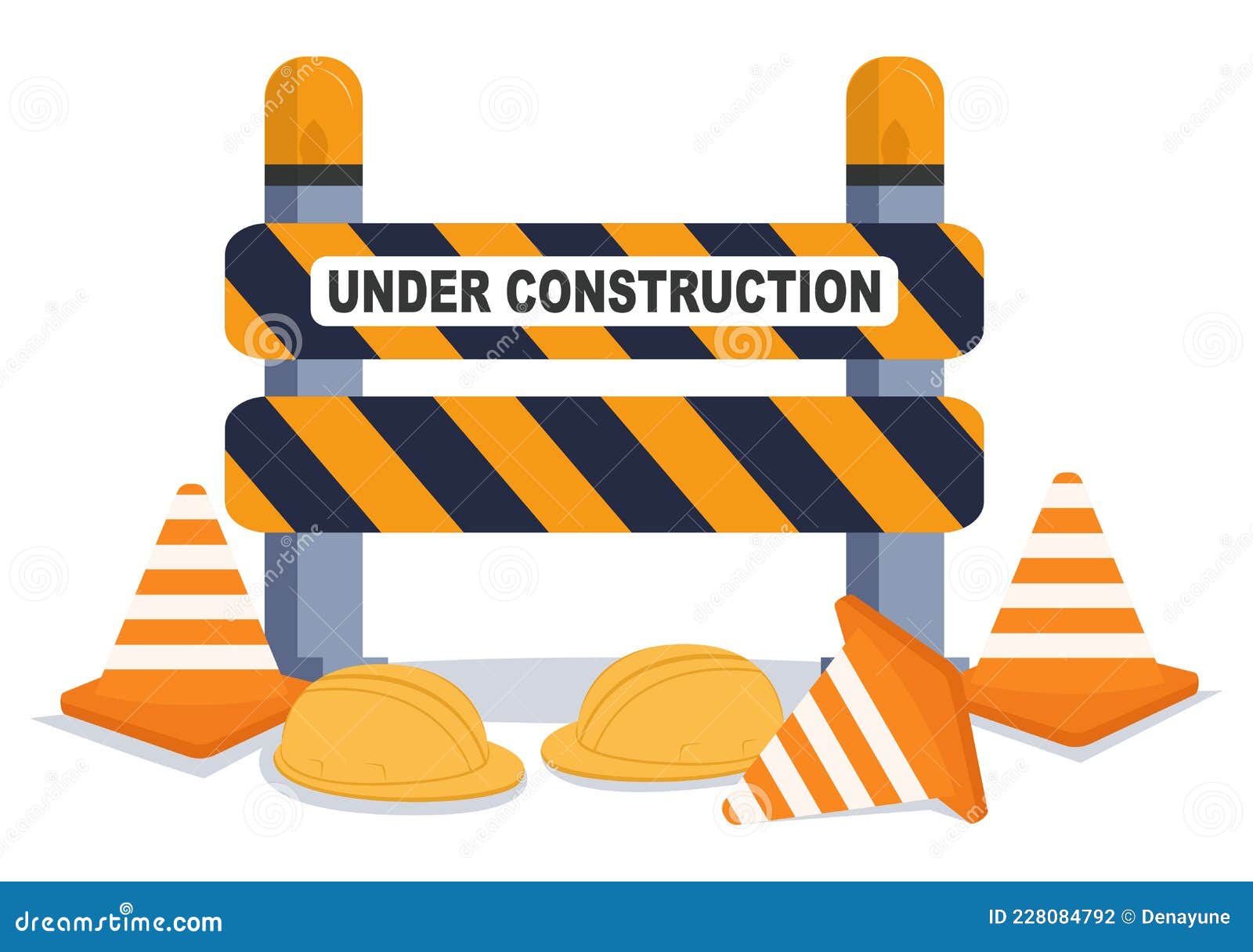 Under Construction With Symbol Worker Hold Stop Or Road Sign, Tape ...