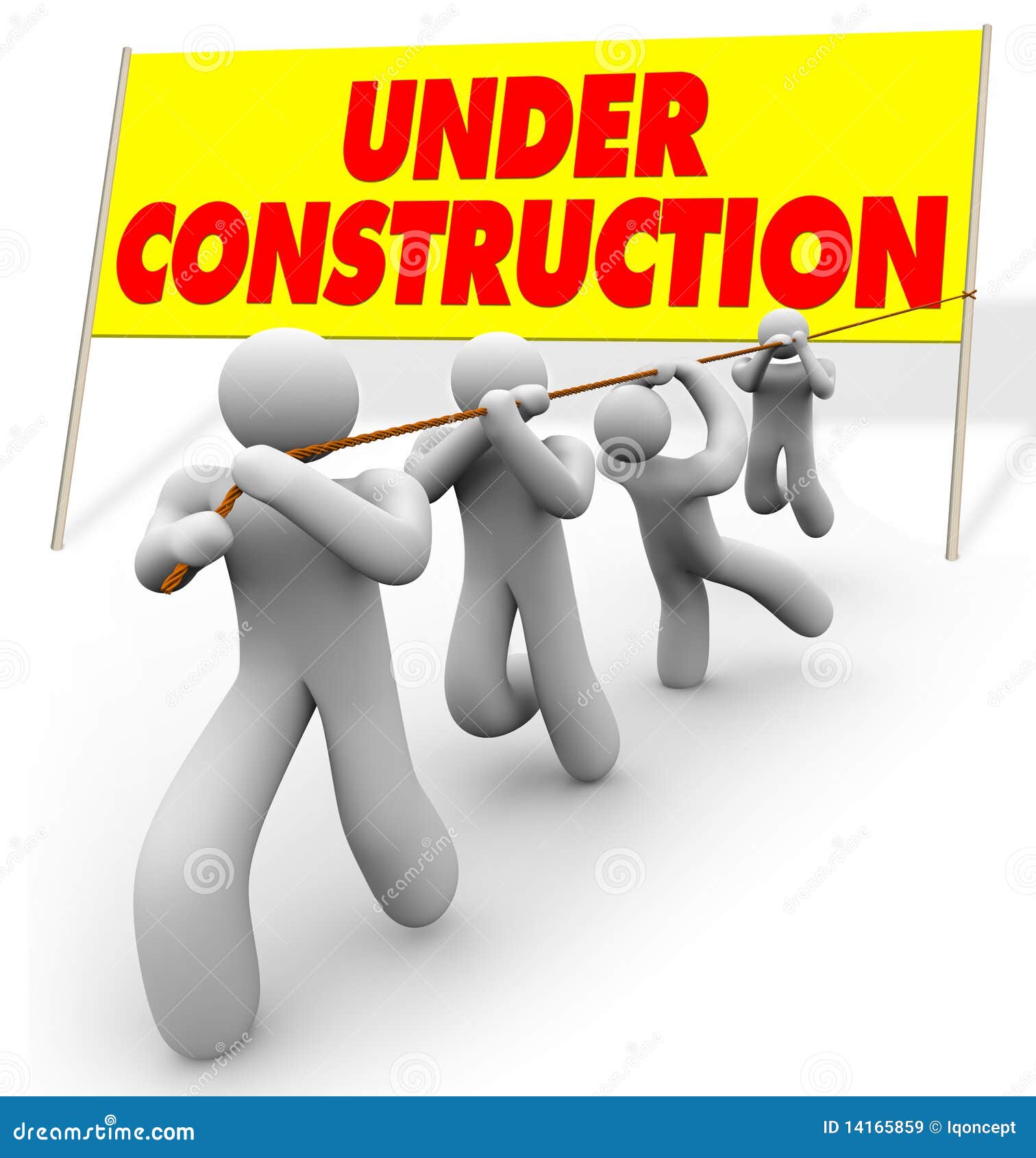 Under Construction - Team Pulling Up Sign Stock Illustration ...