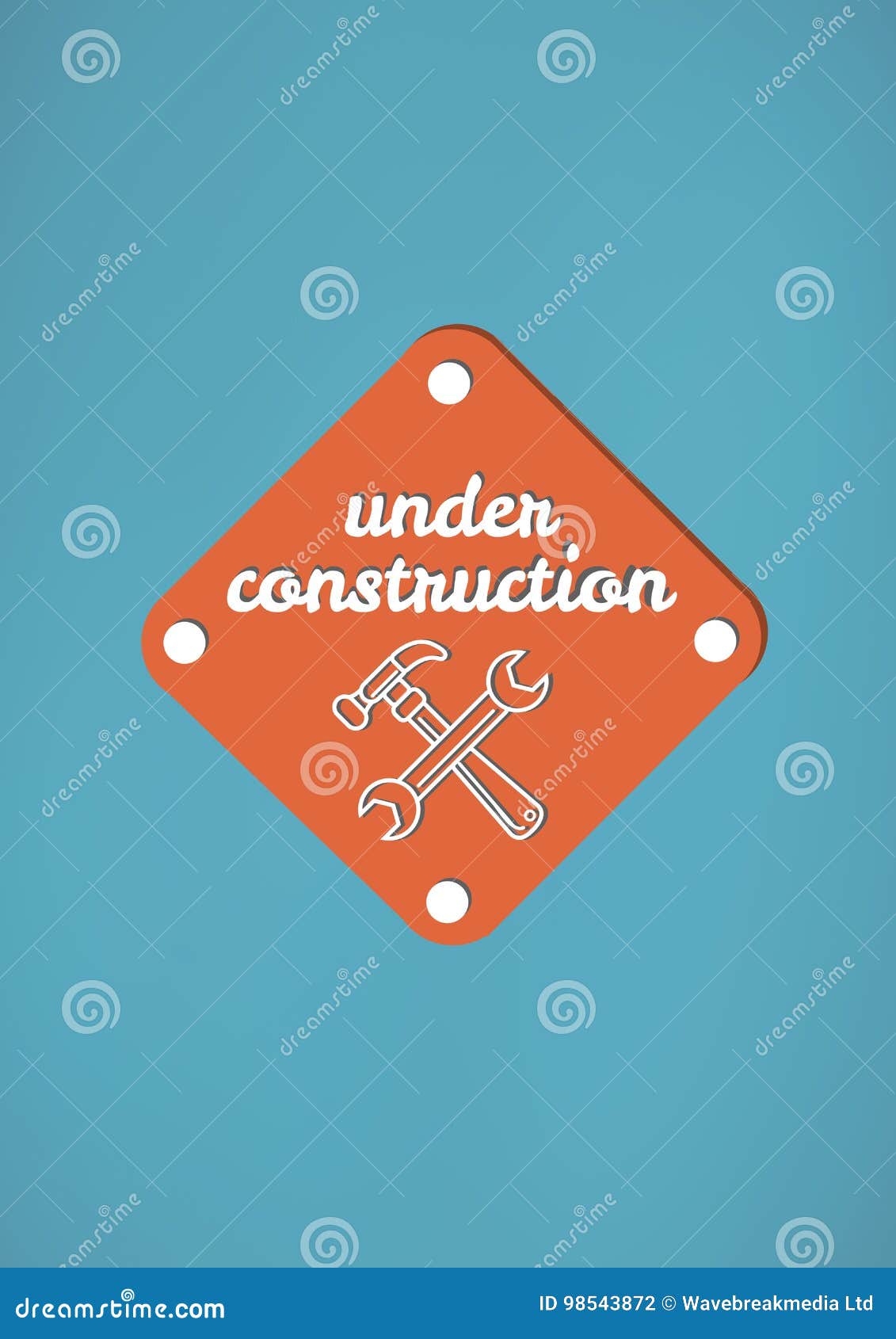 Under Construction Text with Tools Graphics in a Sign Against Blue ...
