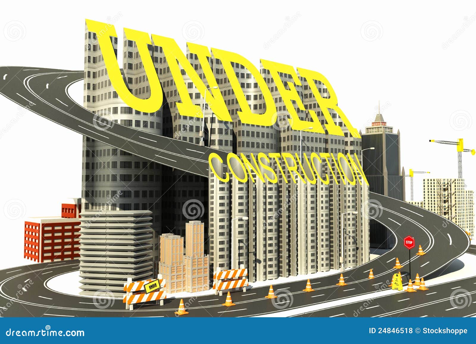 Under Construction Town stock illustration. Illustration of corporate ...