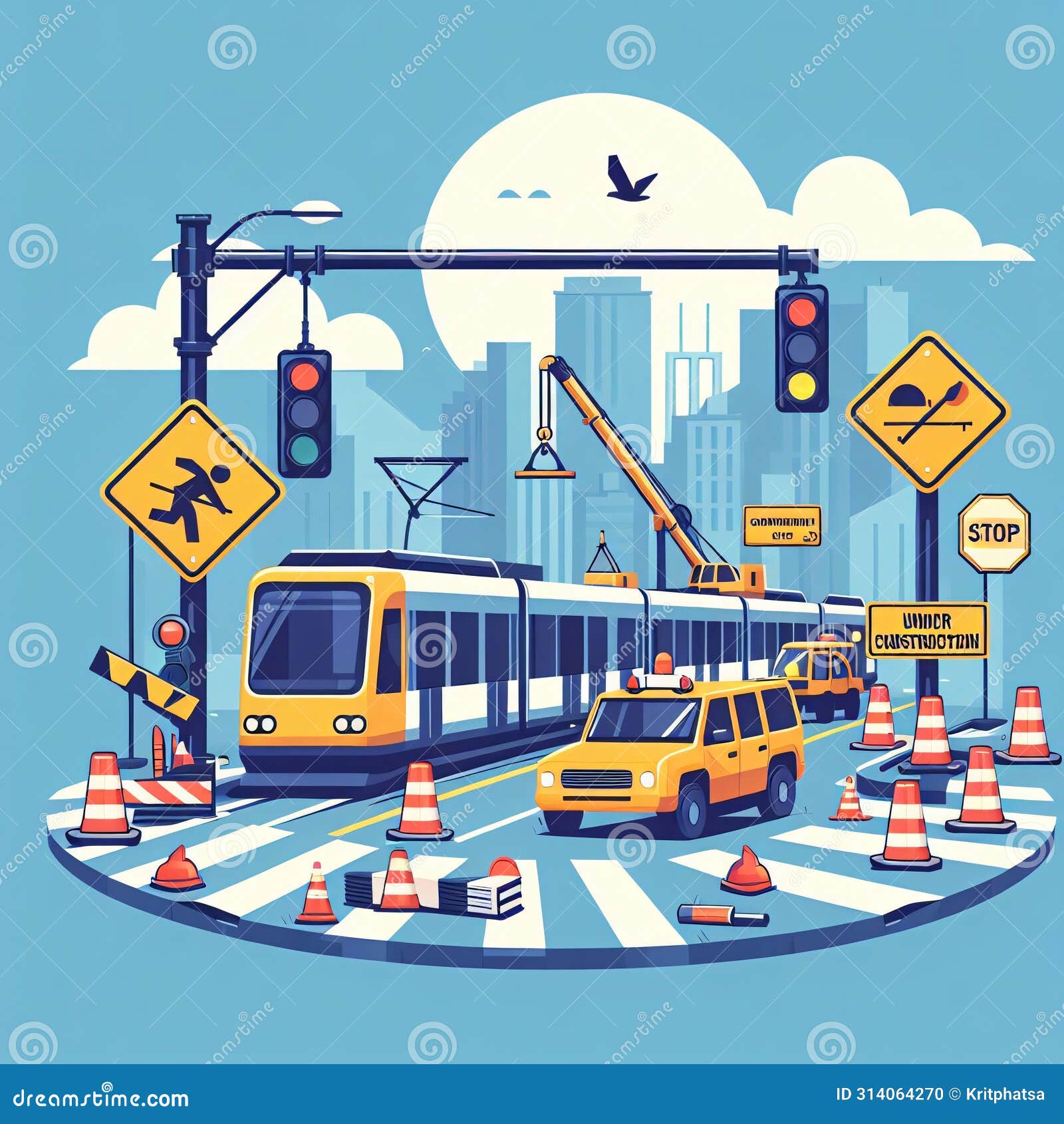 Under Construction Transit Signal. Generative Ai for Illustrations ...