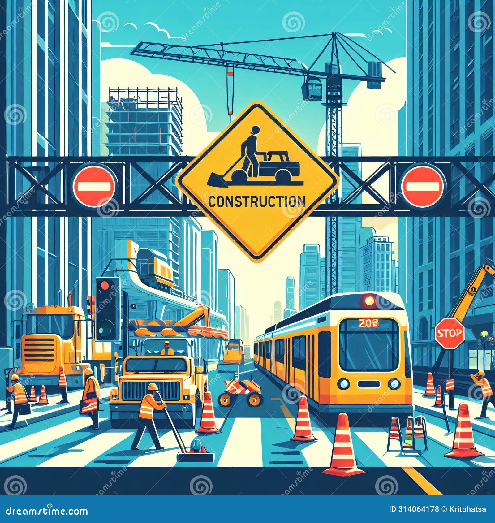 Under Construction Transit Signal. Vector Illustration Generative Ai ...