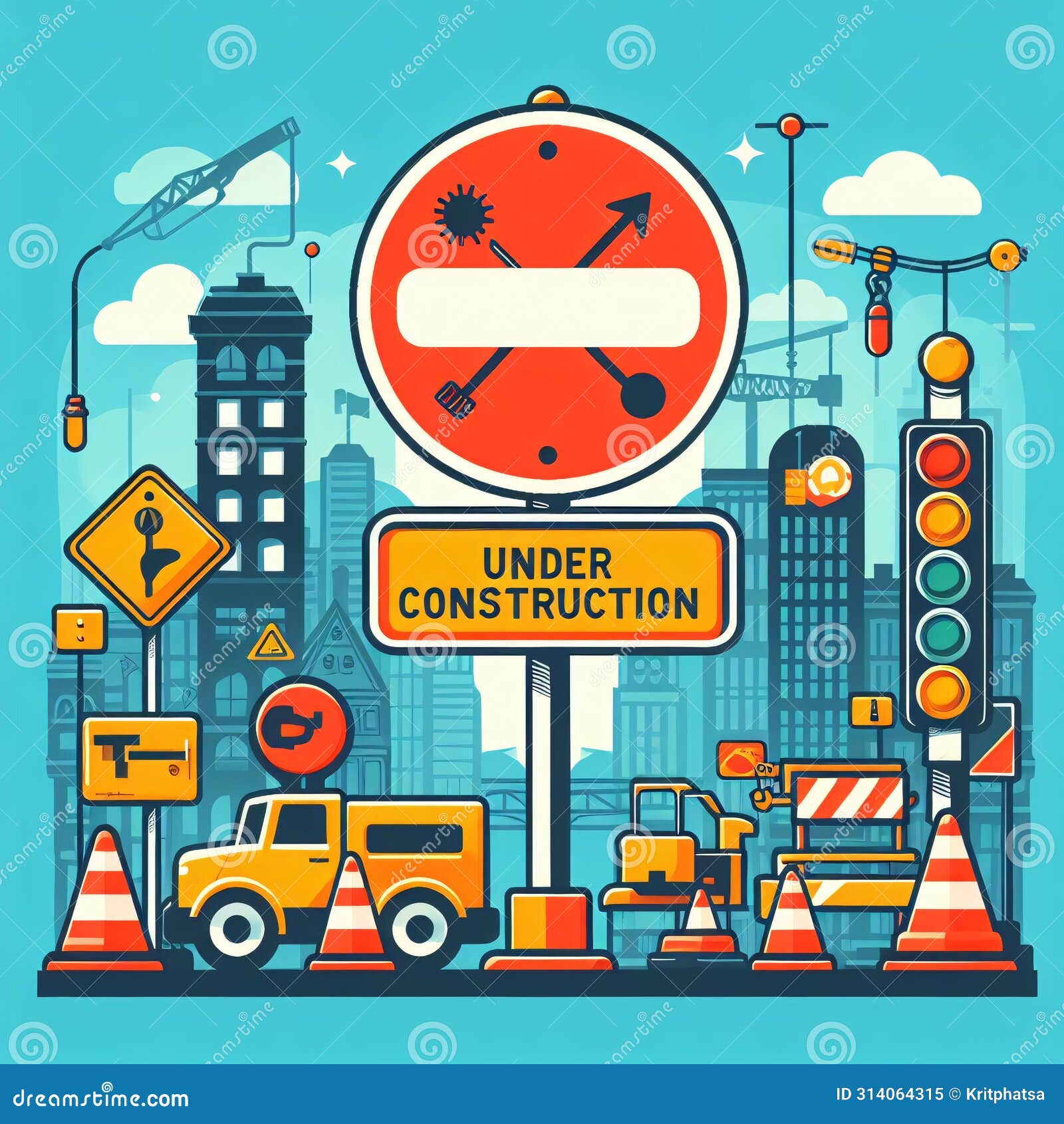 Under Construction Transit Signal. Vector Illustration Generative Ai ...
