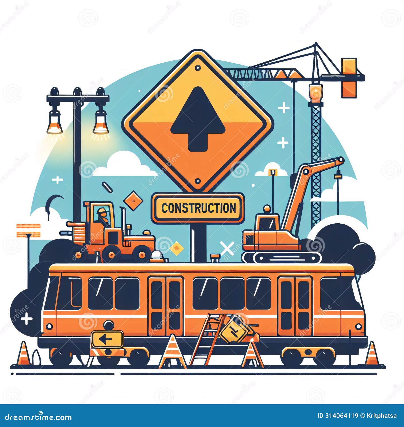 Under Construction Transit Signal. Vector Illustration Generative Ai ...