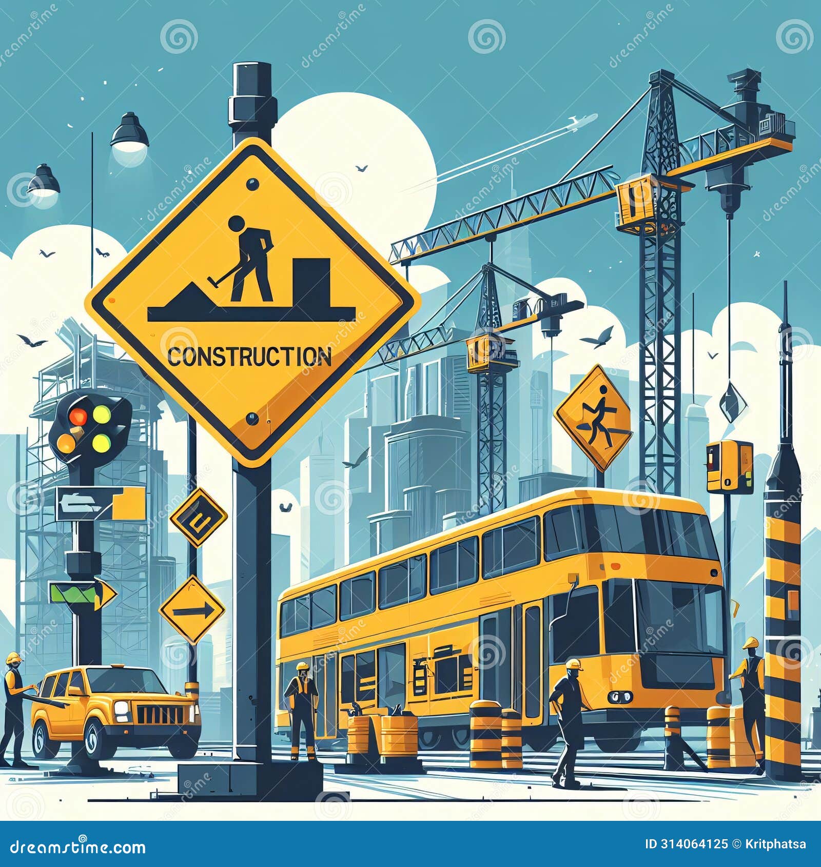 Under Construction Transit Signal. Vector Illustration Generative Ai ...