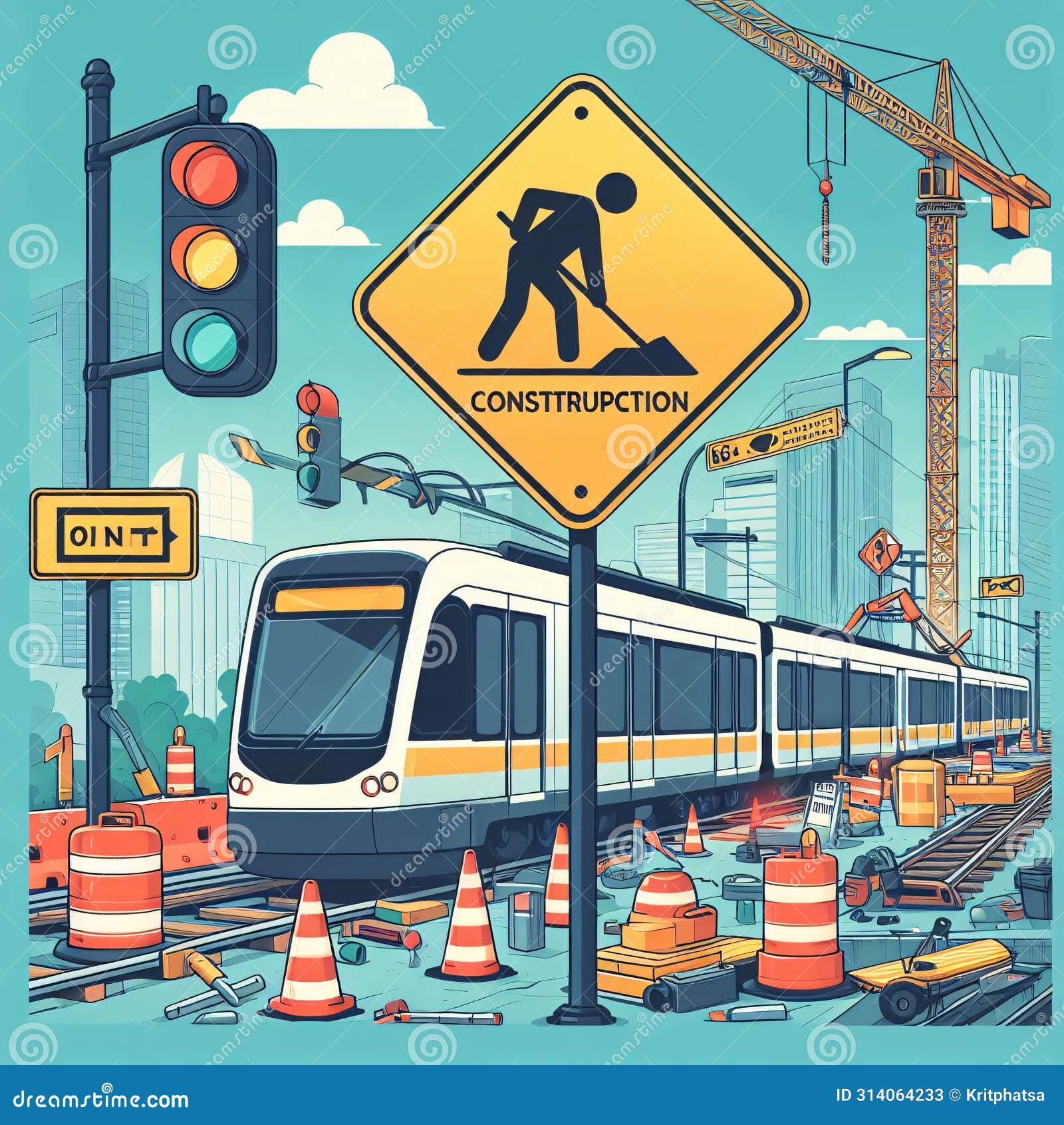 Under Construction Transit Signal. Vector Illustration Generative Ai ...