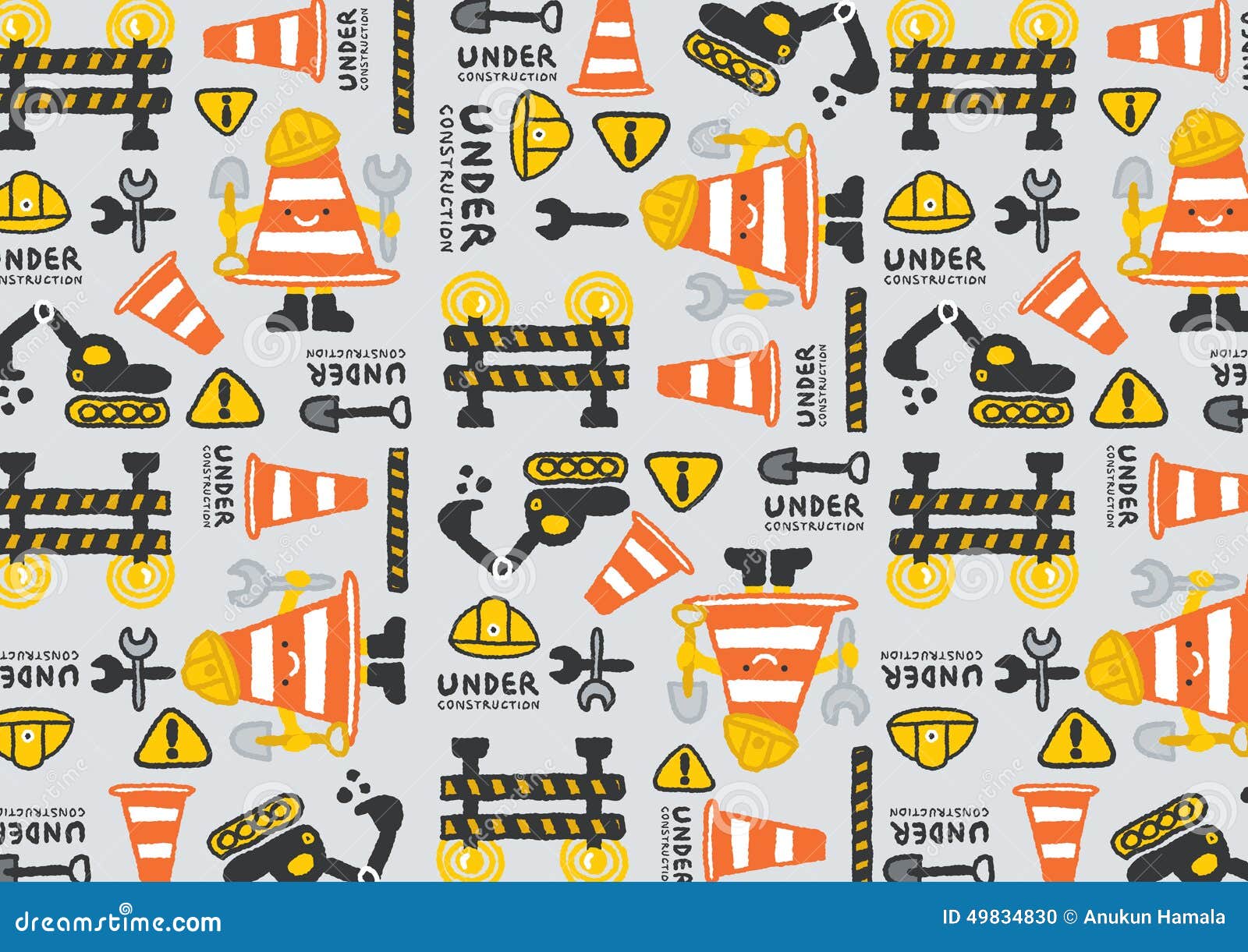 Under Construction Vector Pattern Stock Vector - Illustration of black ...